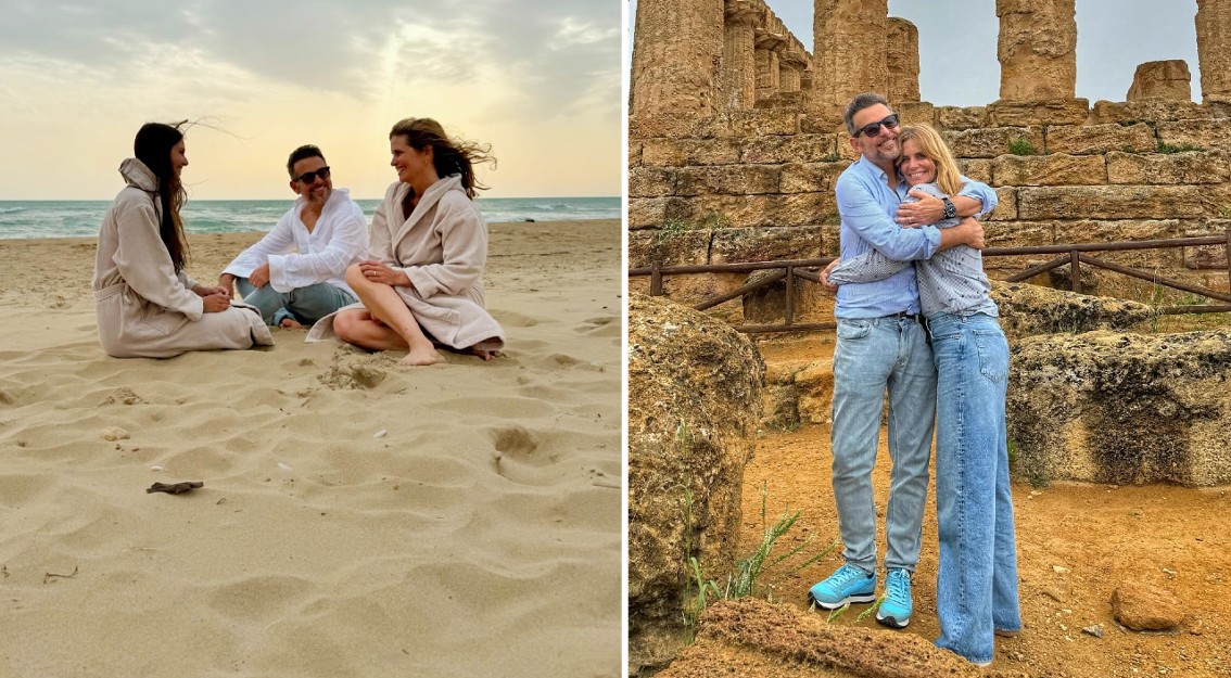 Filippa Lagerback e Daniele Bossari in Sicilia con la figlia Stella ...