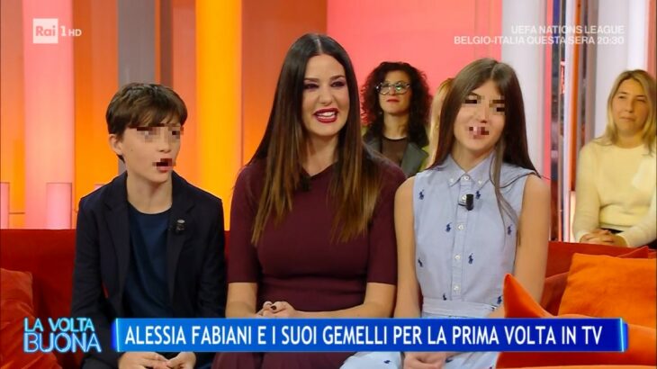 Alessia Fabiani per la prima volta in tv con i figli gemelli Kim e ...